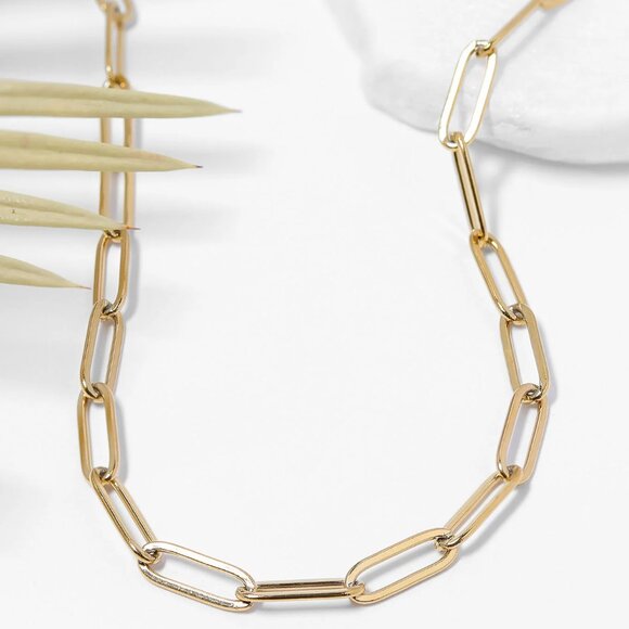 Jewelry | Waterproof Necklace Chain Paperclip Gold Stainless Steel ...